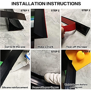 78 Inch Shower Dam Shower Stopper Foldable Silicone Anti Wet and Dry Threshold, Kitchen Bathroom Sink Countertop Splashback, Corner Bathtub Shower Curtain (78 Inch)