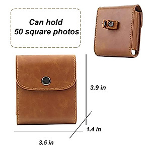 WOGOZAN Photo Pouch Album for Fujifilm Instax Square SQ1 SQ20 SQ10 SQ6 SP-3 Instant Camera Film Mini 3 Inch Film Accessories Case Bag with Soft PU Leather Material (Brown)