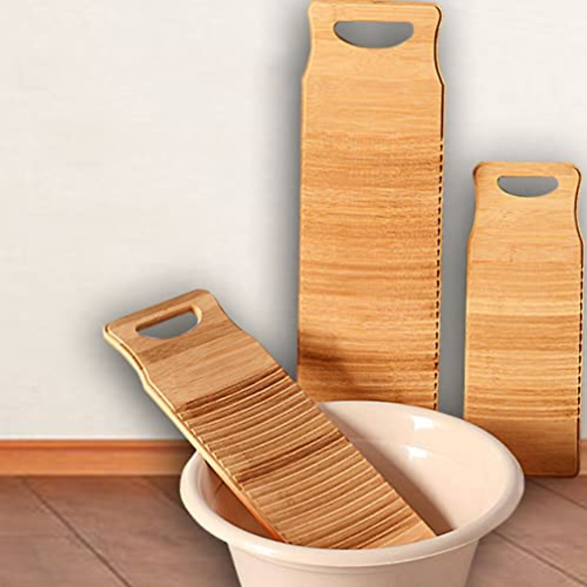 Cabilock Washboard Thickened Wooden Washboard for Laundry Home Wooden Laundry Washboard