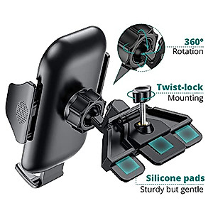 VICSEED 𝗠𝗶𝗹𝗶𝘁𝗮𝗿𝘆-𝗚𝗿𝗮𝗱𝗲 𝗦𝘁𝘂𝗿𝗱𝘆 Phone Mount for Car, 𝗨𝗽𝗴𝗿𝗮𝗱𝗲𝗱 𝗔𝗻𝘁𝗶 𝗦𝗵𝗮𝗸𝗲 CD Slot & Air Vent Thick Case Friendly Car Phone Holder Mount Fit for iPhone 14 13 All Phones