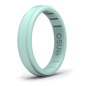 Enso Rings Thin Rise Silicone Ring - Timeless With a Twist - Made in the USA - Comfortable, Breathable, and Safe (Turquoise, 6)