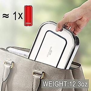 Stainless Steel Lunch Box-1200ML Metal Leak Proof Bento Container for Sandwich Storage, Meal, Rice, Snack-Perfect Sized for Kids, Adults, Men, Women, Boys-2 Compartments-Removable Divider