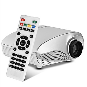 ASHATA Mini Projector,Full LED Video Projector 1080P Supported Mini Multimedia Home Theater Video Projector w/ AV/USB/VGA/HDMI/SD Slot (White)