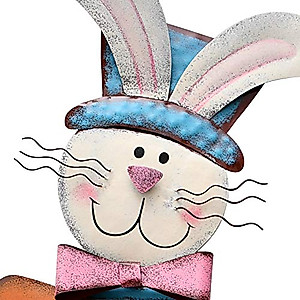 32.25" H Easter Decoration Outdoor Metal Bunny Decorative Garden Stakes for Easter Decor, Rabbit with Carrot Welcome Yard Signs for Spring Outside Garden Lawn Backyard Decoration