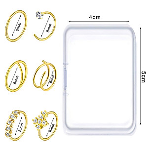 ONESING 14 PCS 20G Nose Rings for Women Nose Piercings Jewelry Gold Nose Rings Hoops Nose Studs Screw for Women Men, Stainless Steel, cubic zirconia