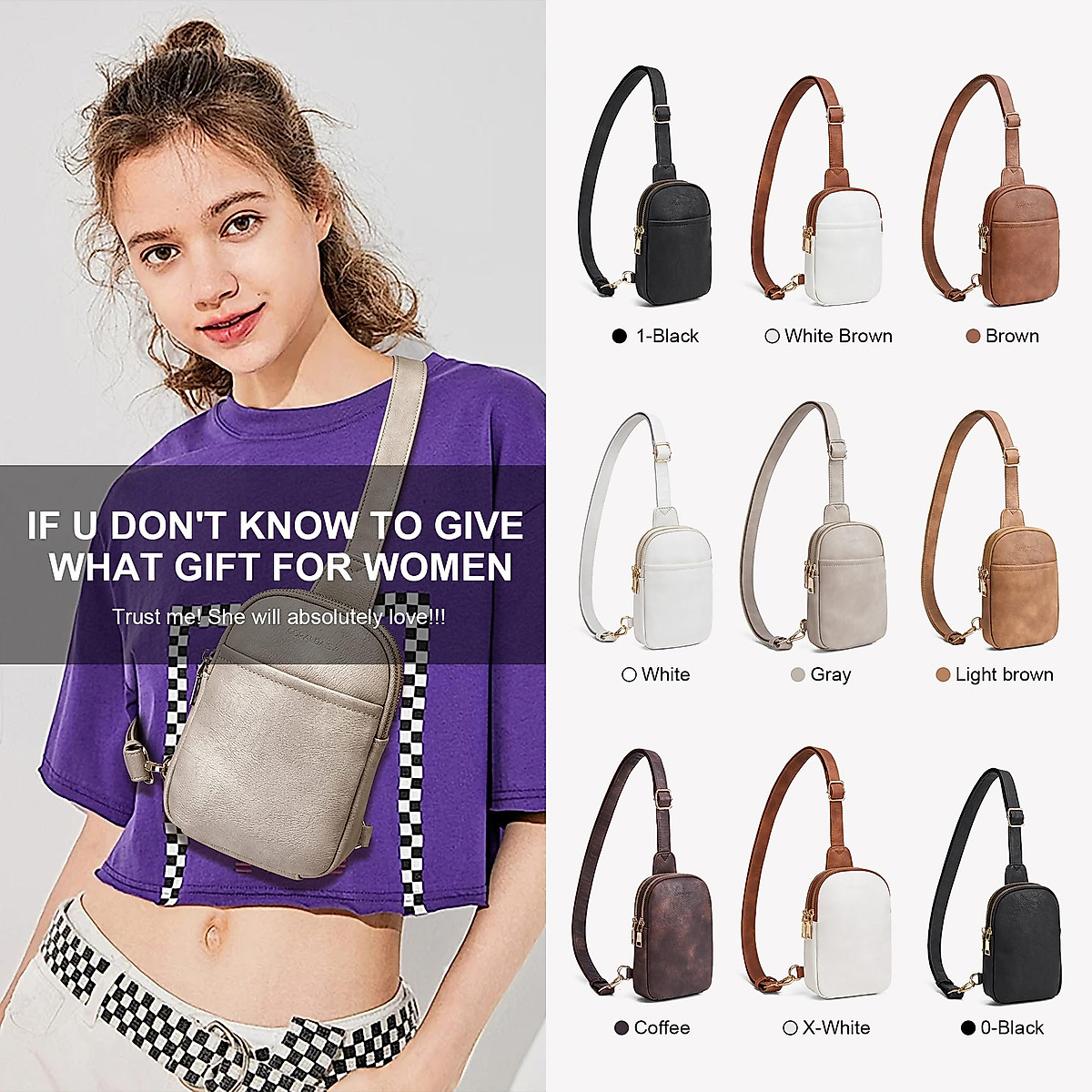 CORALDAISY Crossbody Bags for Women Sling Bag Fanny Packs for Women Crossbody purses Belt Bag for women cross body bag purse Gifts, Coffee