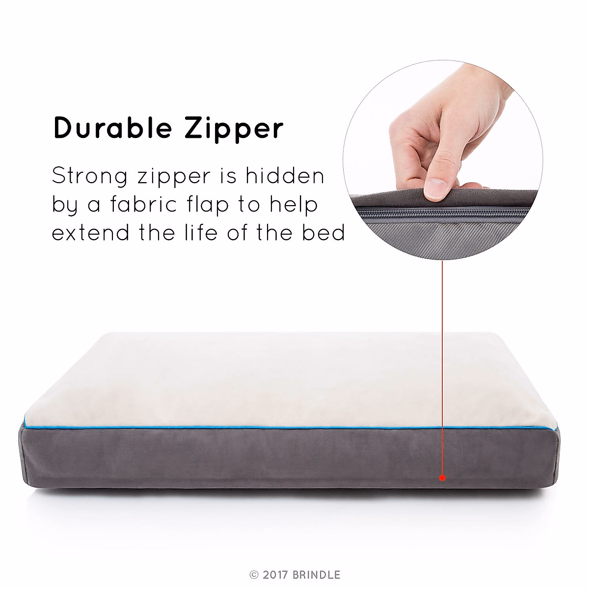 BRINDLE Stone Shredded Memory Foam Pet Bed - Pet Essentials - Orthopedic Design - Pet Crate Compatible - Machine Washable Cover - Indoor Pet Bed for Dogs, Puppies, Cats, and Rabbits - Size Large