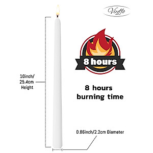 Taper Candles 10 Inch White Set of 20 Unscented, Dripless, Smokeless Long Tall Tapered Candlesticks Wedding Home Decor Dinner