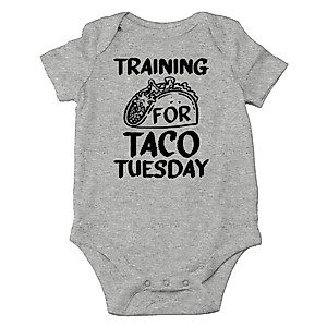 AW Fashions Training For Taco Tuesday Baby Bodysuit Funny Cute Romper Clothing for Newborn Boys & Girls (Newborn, Sports Grey)