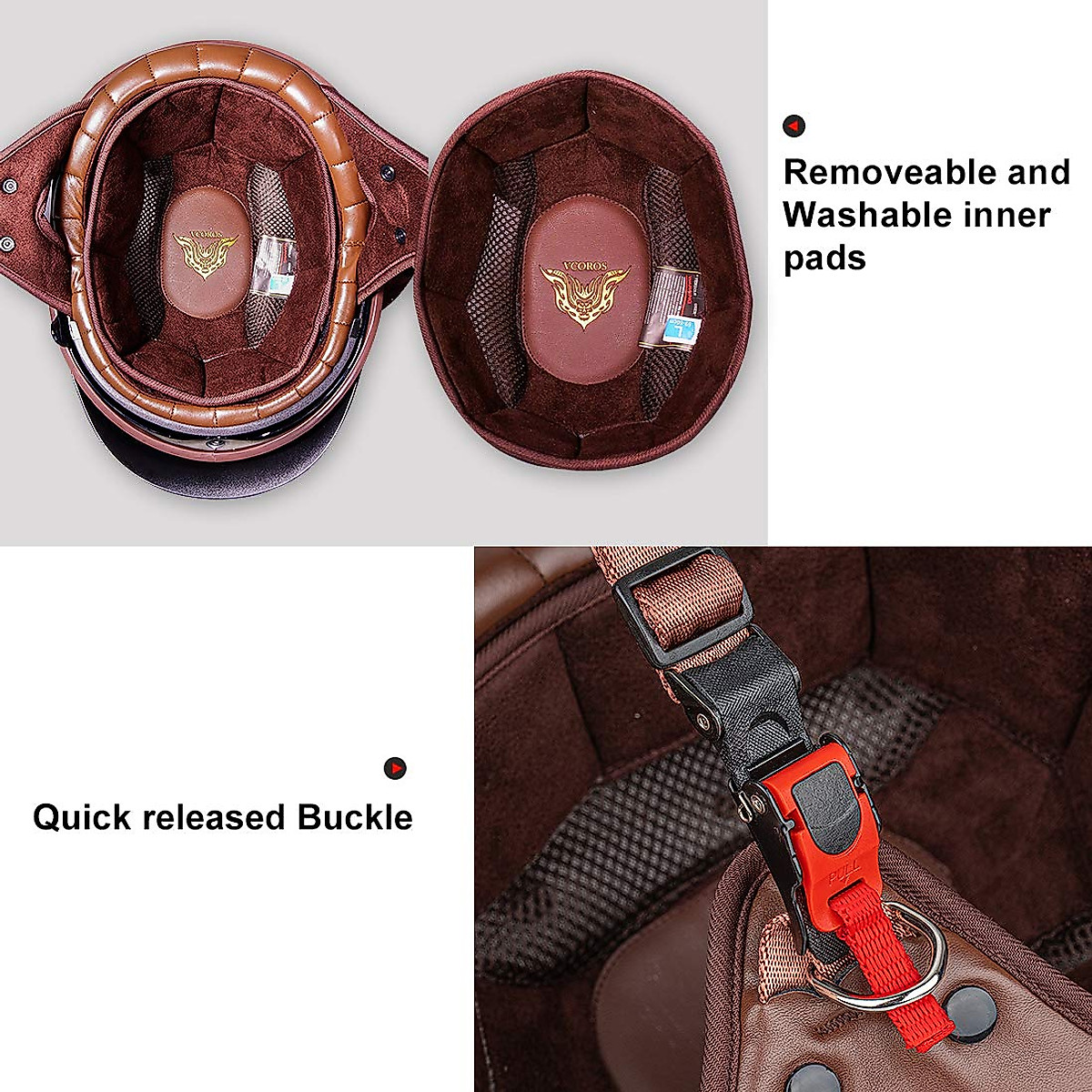 Motorcycle Half Face Helmet Sun Visor Quick Release Buckle DOT Approved Men Women Helmets for Cruiser Chopper Moped Scooter ATV (Matte Black, L)