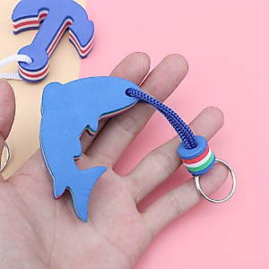 VOSAREA 2 Pack Floating Key Chain Boat Keychain Float Buoy Boating Accessory Dolphin Anchor Floating Keyring for Boating Kayak Water Sports