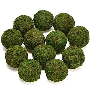BYHER Natural Green Moss Decorative Ball,Handmade (3.5"-Set of 6)