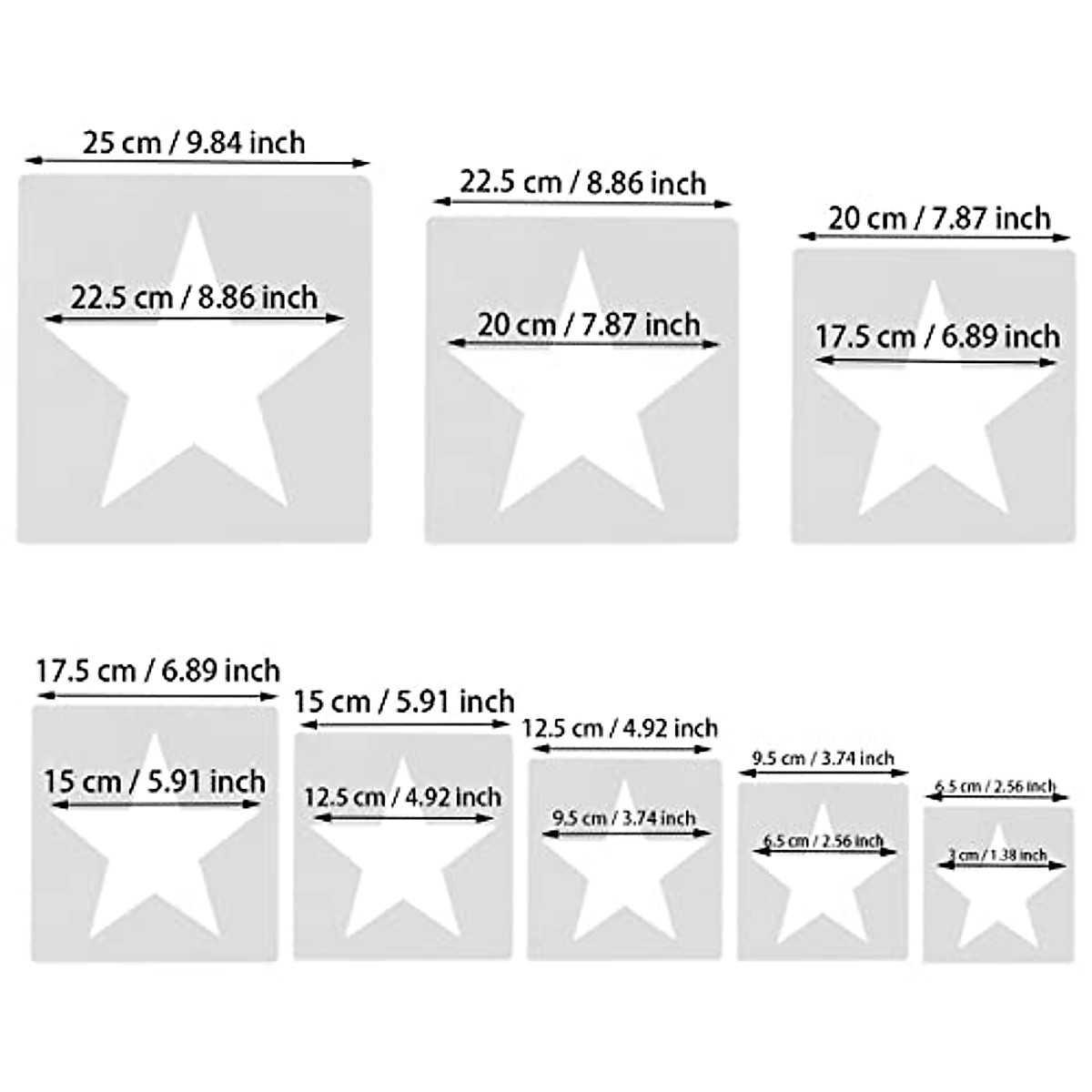 8 PCS Large Star Stencil,Star Stencils Different Sizes, Star Template, Star Template Stencil, Large Star Stencil, Star Stencils for Painting, for Painting Template