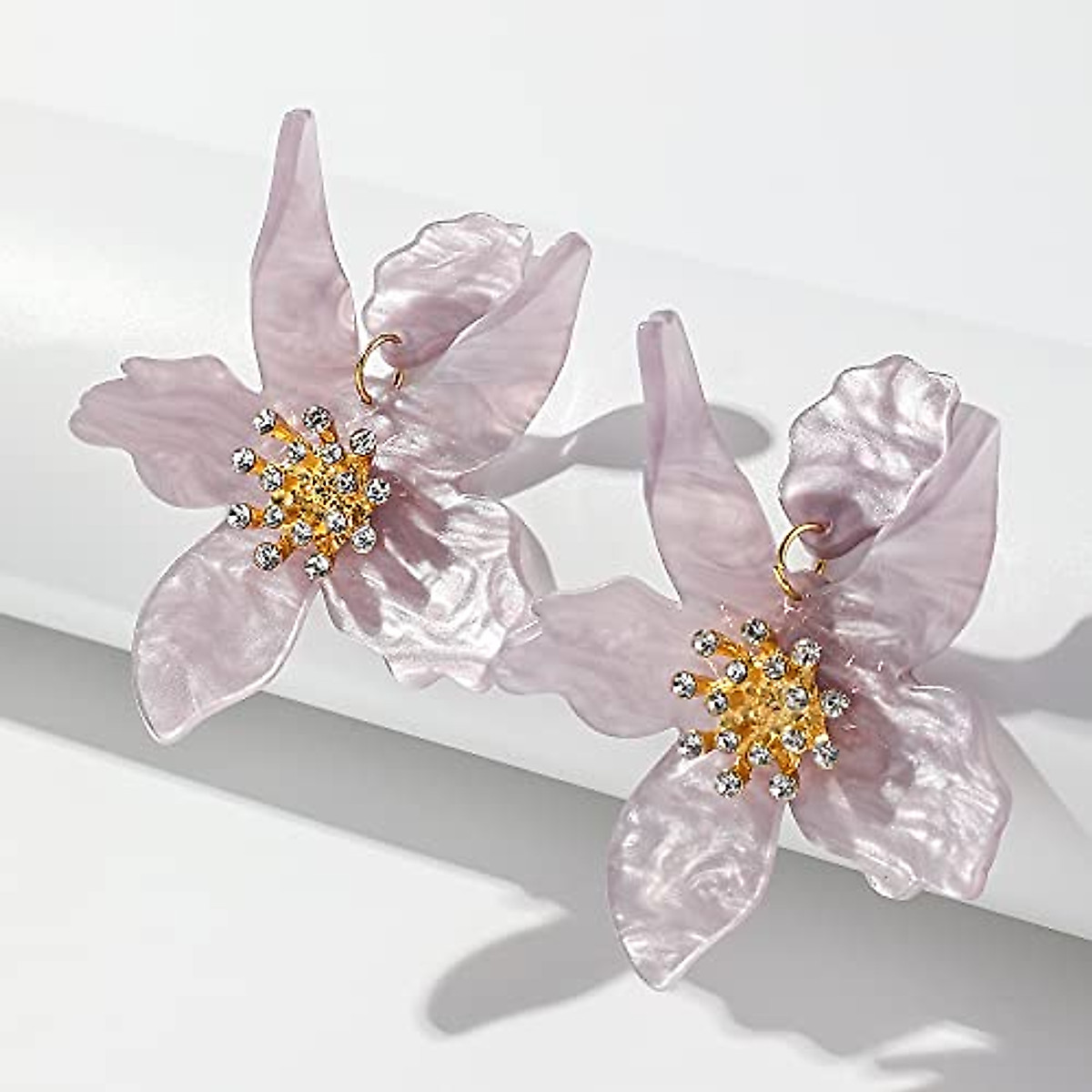 Boho Stud Earrings for Women - Chic Flower Statement Earrings with Gold Flower Bud, Great for Sister, Mom, Lover and Friends