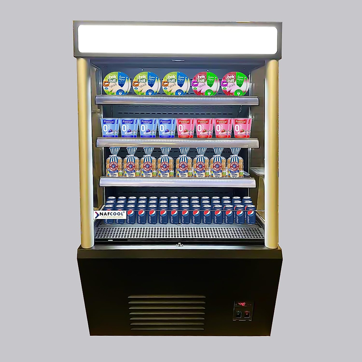 NAFCOOL Open Air Merchandiser Commercial Refrigerator, Grab and Go Showcase Merchandiser Display Cooler