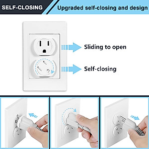 Outlet Covers Child Proof (25 Pack) Self-Closing Outlet Plug Covers Adhesive Design Baby Proof Socket Cover for Outlet Safety Electrical Outlet Protectors