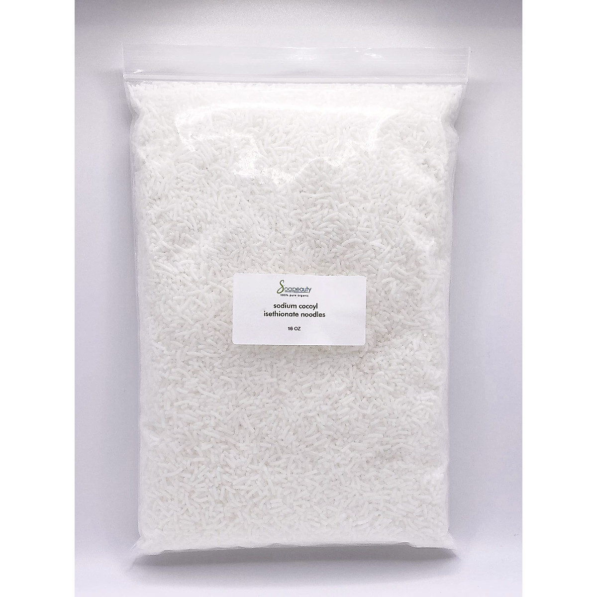 Sodium Cocoyl Isethionate Noodles by Soapeauty for Skin & Hair Care - SCI Natural Surfactant Used for Making Bubble Baths, Bath Bombs, Shampoo Bars (16 oz)