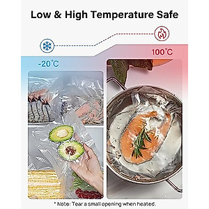 Kootek Vacuum Sealer Bags, 3 Rolls 8"x20' and 3 Rolls 11"x20' (6 Pack, Total 120 feet), Commercial Grade, BPA Free Food Vac Bags Rolls for Storage, Meal Prep or Sous Vide