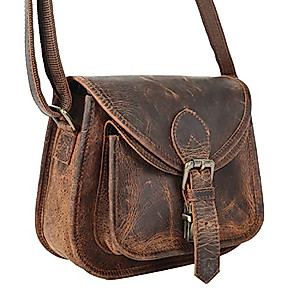 vintage crafts Buffalo Leather Crossbody Satchel Ladies Travel Women Shoulder Bag Genuine Tote Purse Dark Brown