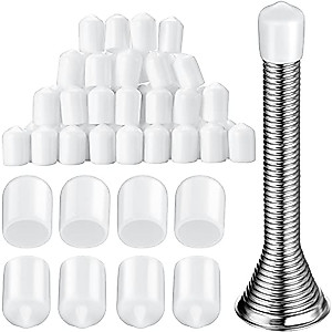 Thinkday 100 Pieces Door Stop Bumper Tips, White Silicone Door Rubber Replacement Stopper Ends 0.35 Inch Replacement Stopper Tips Caps for Door and Wall Protection