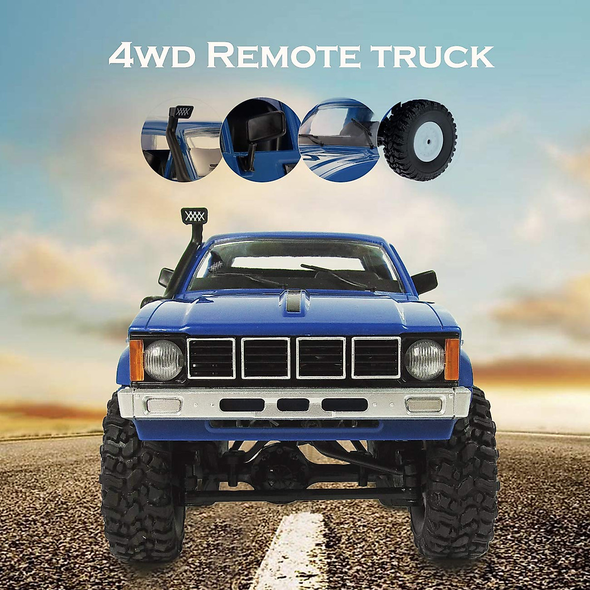 YIKESHU Rock Crawler RC Truck 4x4 Offroad 1:16 Scale Remote Control Truck 2.4Ghz with Led Headlight, All Terrain RC Crawler Brushed RTR Toy for Adults (WPL-C24)