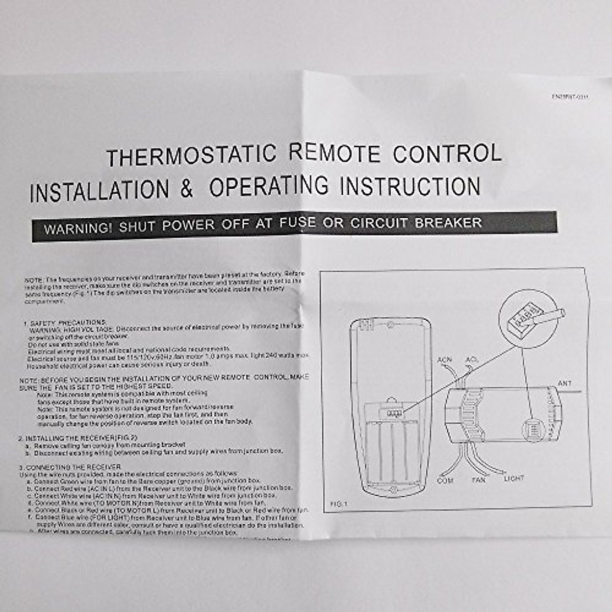 Pikeman Ceiling Fan Remote Control Replace Hampton Bay Thermostatic LCD W Fan Timer FAN-9T L3HFAN-9T (Remote Only)