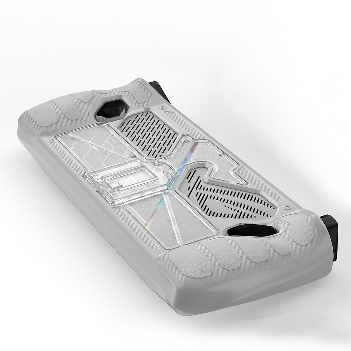 Protective Case with Foldable Kickstand for ASUS Rog Ally 2023 Release Handheld Game Console Full Body Drop-Proof Protector Stand Case with Shockproof,Non-Slip,Anti-Collision (White+Clear)