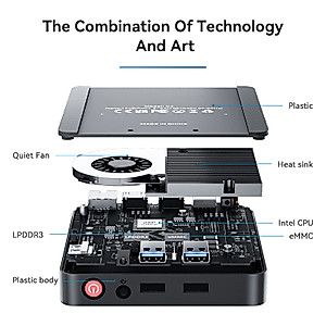TRIGKEY N4 Mini PC with Intel Celeron N3350 Processor(up to 2.4Ghz) 4G DDR3 64G EMMC SSD Micro PC, Support 2.4G/5G Dual Band WiFi/4K Dual HDMI/USB3.0/Gigabit Ethernet/Wake On LAN
