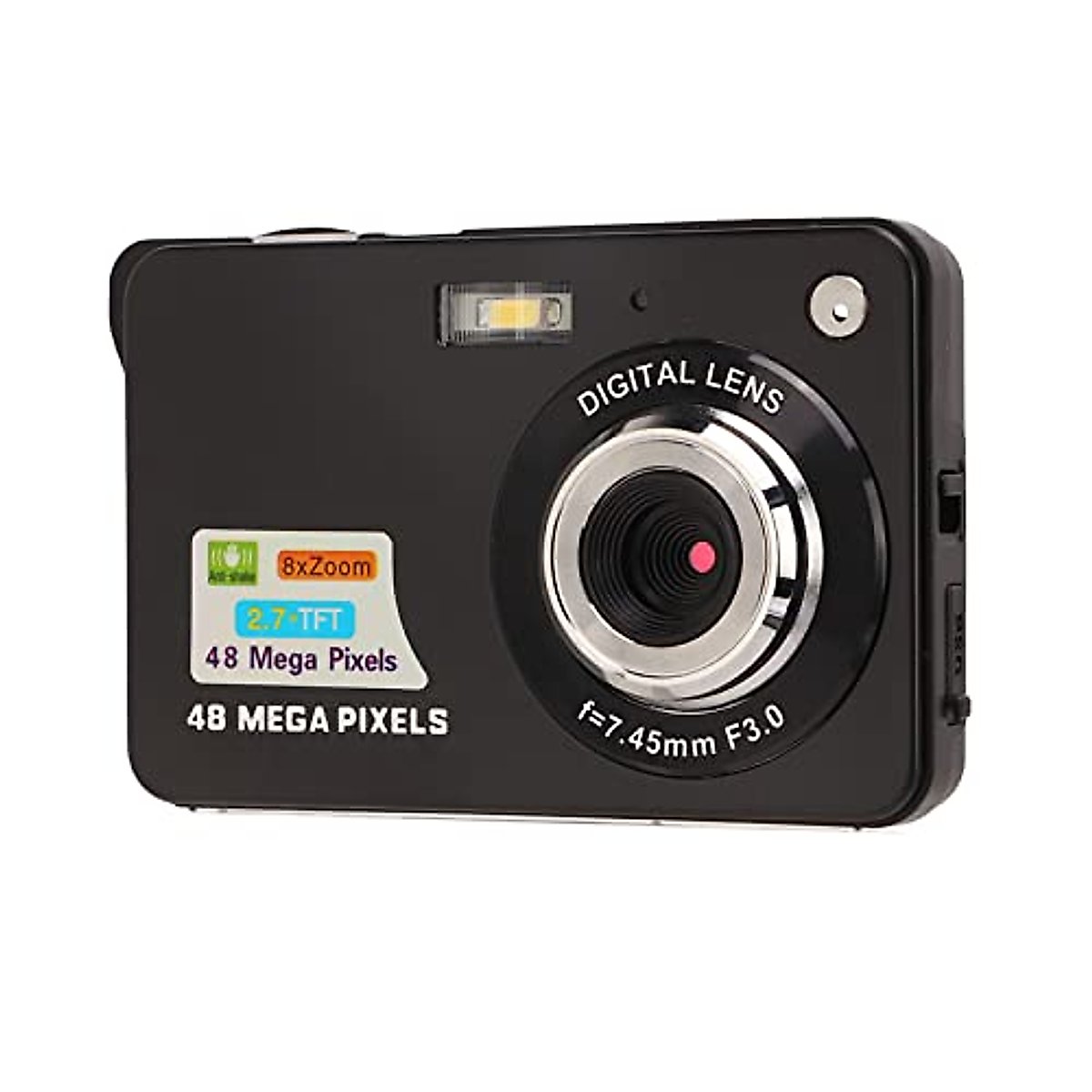 Akozon 4K Digital Camera, Digital Camera with 2.7in LCD Built in Fill Light 48MP 8X Zoom Anti Shake Camera for Photography Vlogging