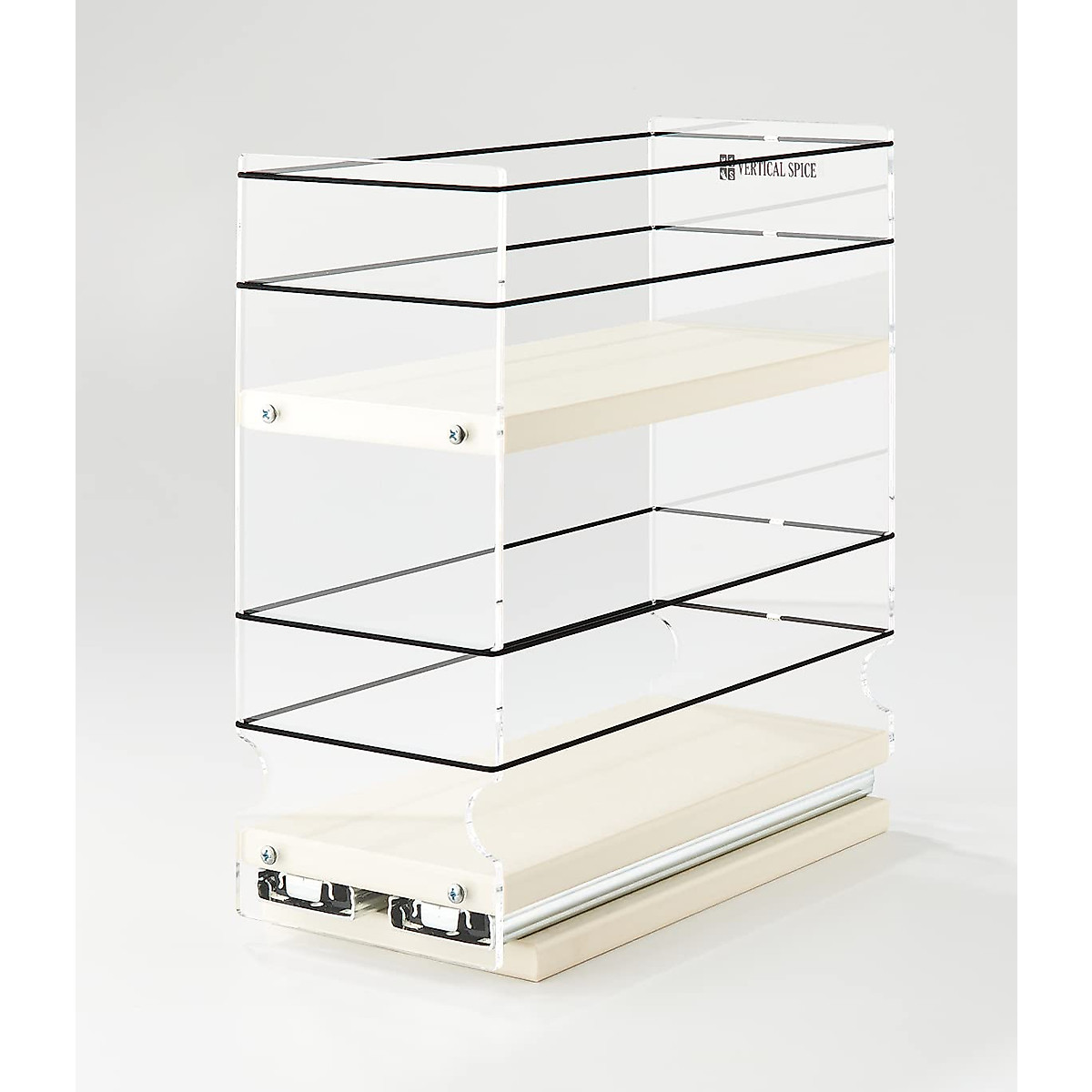 Vertical Spice - 4x2x11 DC - Storage Organizer Drawer with 2 Tiers - Heavy Duty - Size: 4.6" Width x 10.75" Height x 10.6" Depth - MADE IN USA