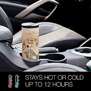 Tree-Free Greetings Good Morning Vacuum Insulated Travel Coffee Tumbler, 17 Ounce Stainless Steel Mug, Cute Inspirational Bird Lover Gift