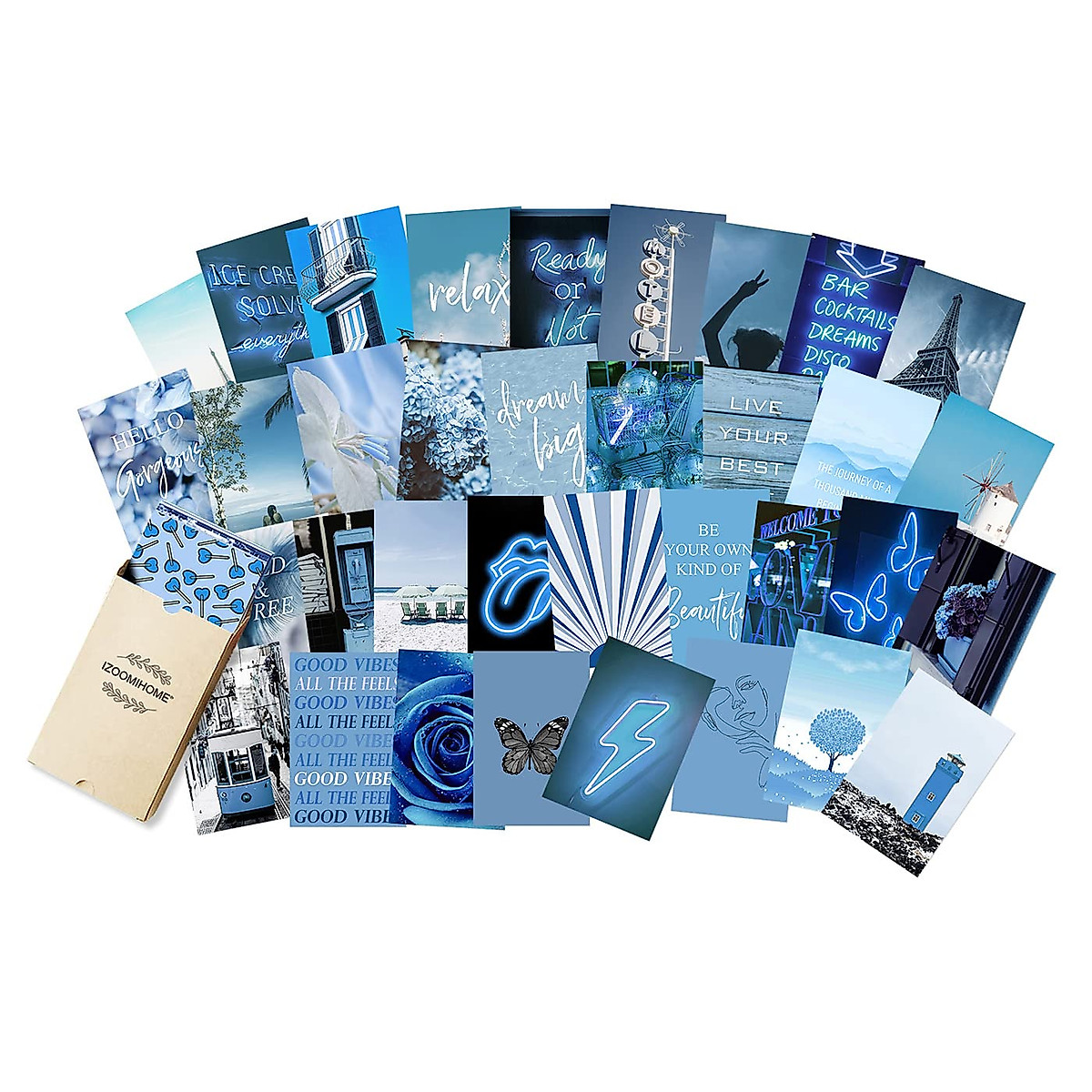 Blue Wall Collage Kit Aesthetic Pictures, Bedroom Decor for Teen Girls, Wall Collage Kit, Collage Kit for Wall Aesthetic, VSCO Girls Bedroom Decor, Aesthetic Posters, Collage Kit