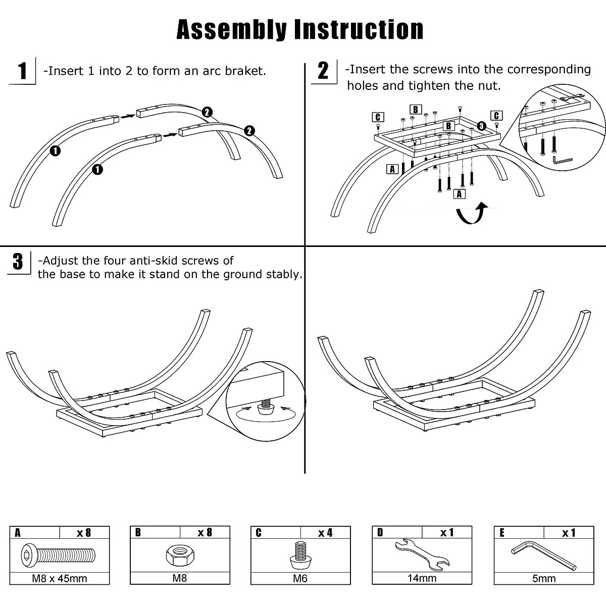Curved Firewood Rack Holder: Heavy Duty Firewood Holder Indoor Outdoor for Firewood Storage - Fireplace Wood Rack Log Holder Black 22-Inch