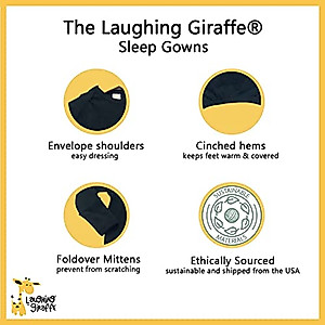 Laughing Giraffe Baby Infant Blank Long Sleeve Sleeper Gown With Mitten Cuffs - Black (0-3 Months -3850)