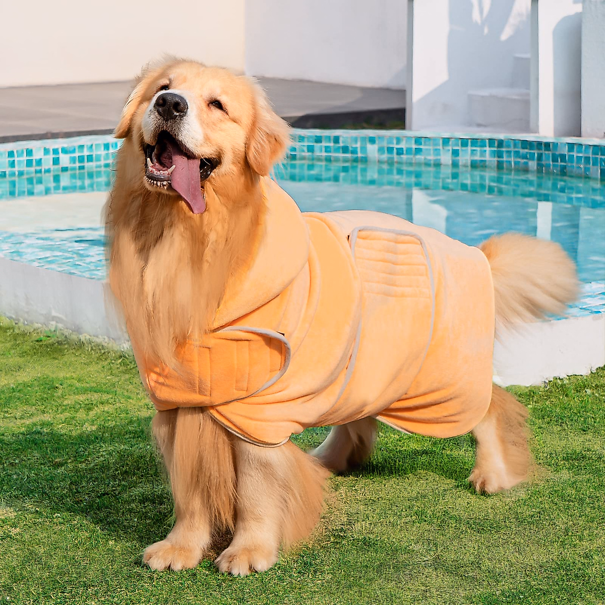Avont Dog Bathrobe - Super Absorbent Pet Drying Towel Bath Robes After Bath Shower Swim Wet Walk for Puppies -Yellow(S)