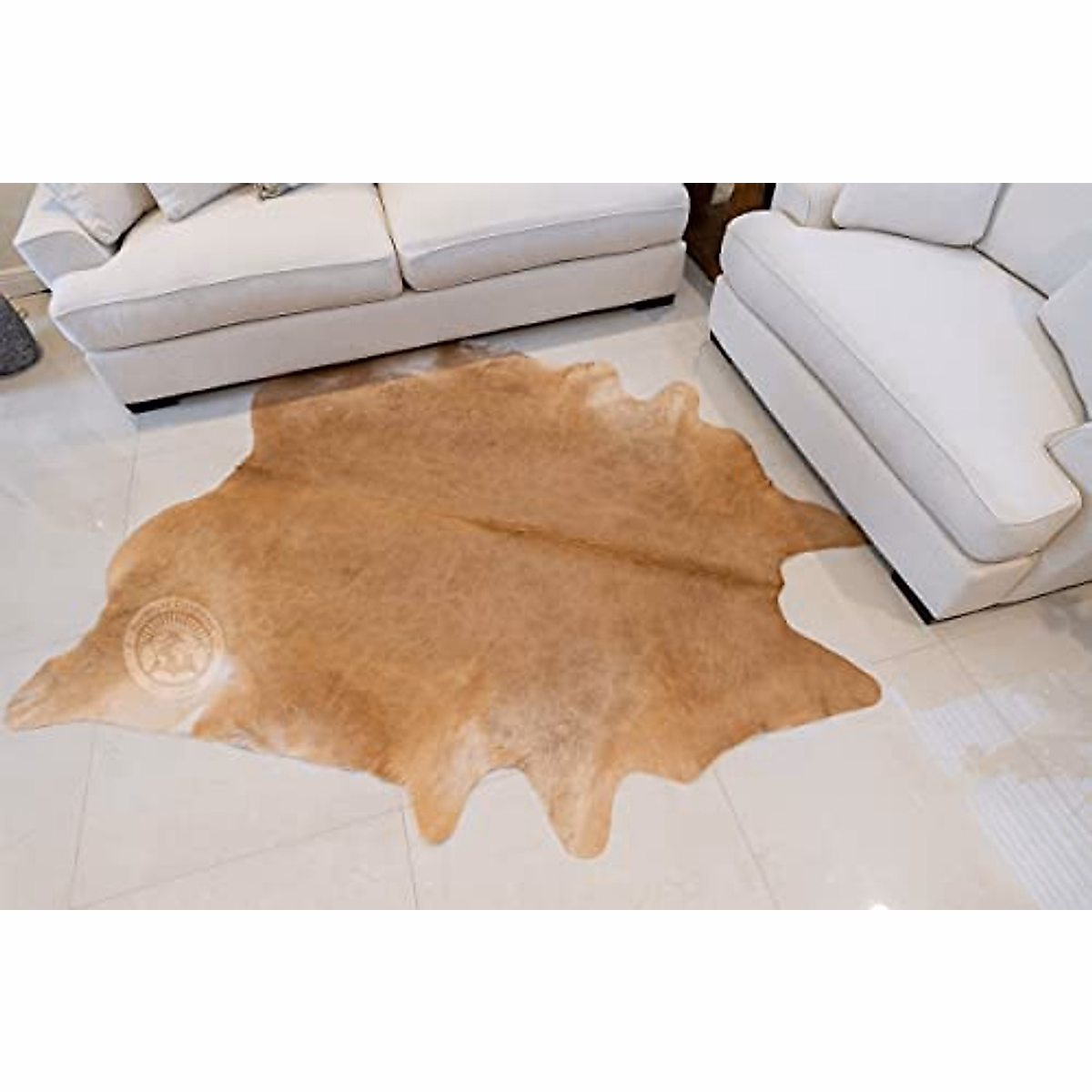 Genuine Palomino Beige Cowhide Rug Large 6 x 7-8 ft. 180 x 240 cm