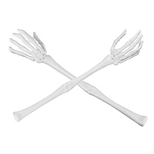 Halloween Fall Gothic Plastic White Skeleton Arm Hand Tongs (2) for Party Favors Classroom Office Home Kitchen Salad Servers