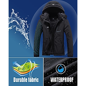 MOERDENG Women's Waterproof Ski Jacket Warm Winter Coat Outdoor Windbreaker Hiking Snowboarding Jacket