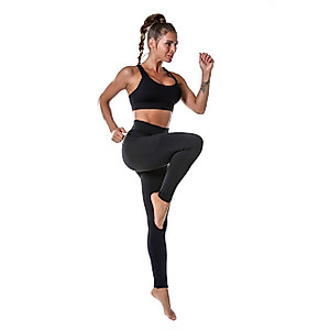 Ritiriko Women's Yoga Pants High Waisted Crop Workout Running Leggings with Side Pocketed Tummy Control