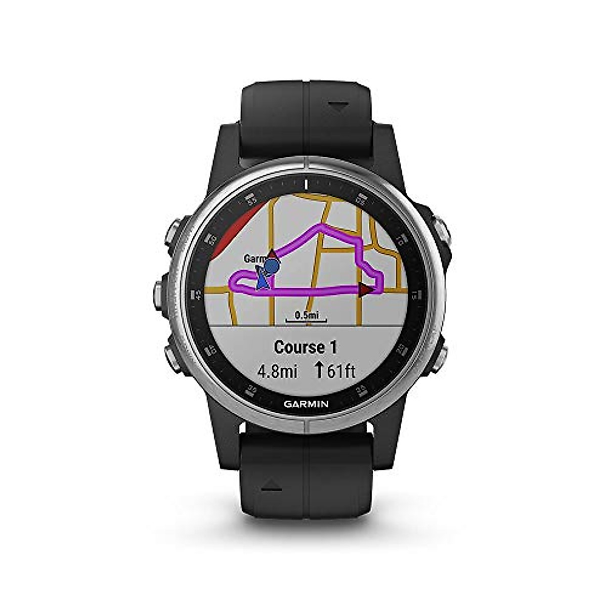 Garmin fēnix 5 Plus, Premium Multisport GPS Smartwatch, features Color Topo Maps, Heart Rate Monitoring, Music and Pay, Black/Silver (Renewed)