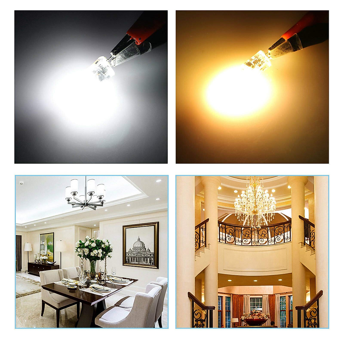 Lxcom Lighting G4 LED Bulb 12V Bi-Pin Base 1.5W LED COB Light Bulbs (10 Pack) 10W Halogen Replacement Warm White 3000K T3 G4 Base No Flicker for Under Cabinet Puck Light Landscape