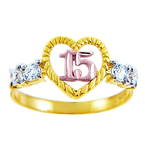 15 Años Ring - Quinceanera Ring with Cubic Zirconia (10k) (9)