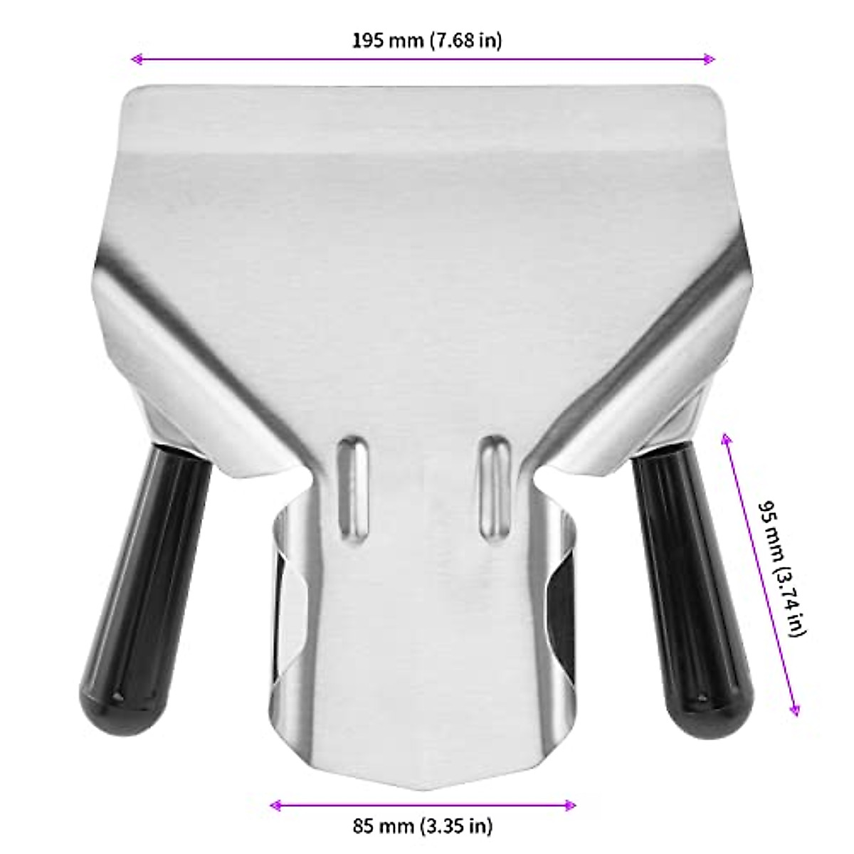 JEUIHAU 2 Pcs Stainless Steel French Fry Scoop, Double Handle Popcorn Scoop, Stainless Steel Commercial French Fry Bagger for Popcorn, Chip, Candy, Desserts, Snacks, Ice, Dry Goods