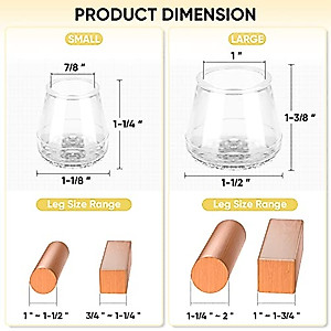 BALEINE 16 Pack Silicone Chair Leg Floor Protectors, Stool Leg Protectors Cap, Non-Slip Chair Leg Caps for Hardwood Floors (Clear & Large, 16 Pack)