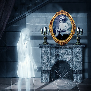 Cindeer 12 Pcs Halloween 3D Changing Face Moving Picture Frame Scary Decor Spooky Ghost Portrait Halloween Wall Decoration for Window Wall Halloween Party Haunted House