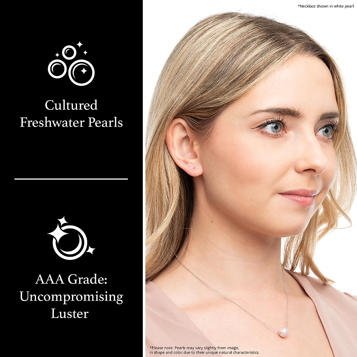 SPLENDID PEARLS Freshwater Single Pearl Necklace for Women with 17" Sterling Silver Chain | Real Pearl 10-11mm Pendant Necklace