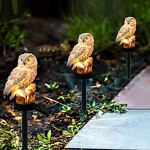 RTUGOVT Garden Solar Light Outdoor Decorative, Owl LED Waterproof Garden Stake Light Lawn Lamp, for Garden Yard Landscape Lighting(Brown/White)