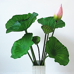 SMLJFO 35.4in Artificial Lotus Branch Simulation Plant Ornaments PU Fake Flower Decoration with Rod for Table Garden Wedding Party Office Home Decor