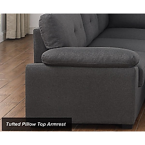 Sleeper Sofa Couch Bed with Pull Out Couch Living Room Set Sectional Sleeper Sofa with Storage Chaise Modular Couch Fabric Sofa Bed in Dark Grey