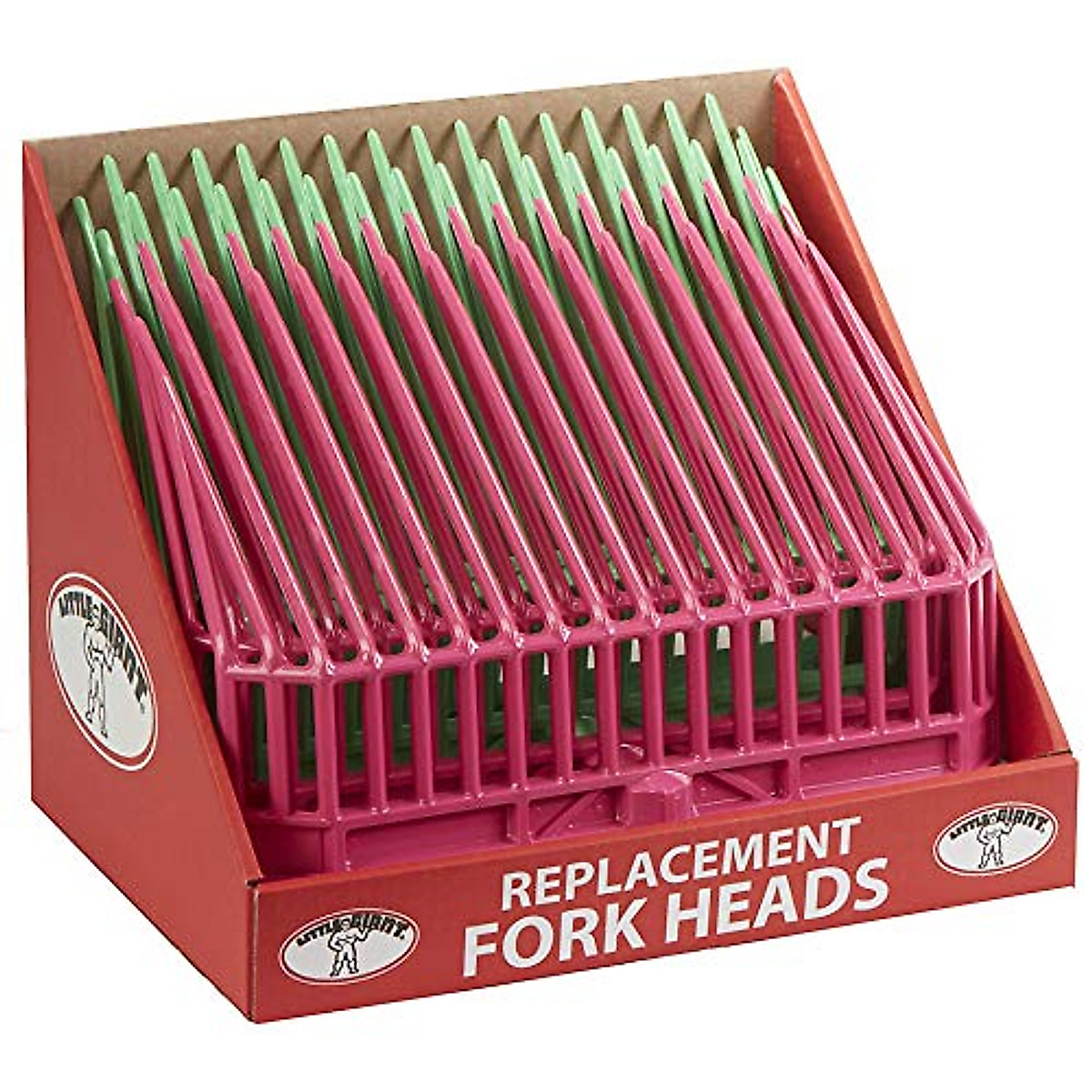 Little Giant DuraFork Pitch Fork Replacement Heads (Multipack) Durable Polycarbonate Stable Fork Head with Angled Tines (2 Hot Pink Heads, 2 Lime Green Heads) (Item No. PDF103DISP)